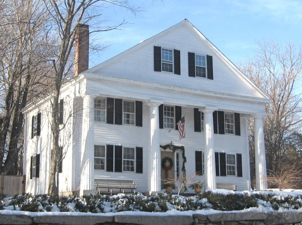 Greek Revival Style Architecture in Small Town New England, Massachusetts